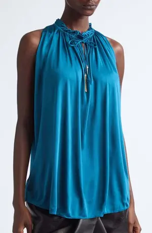 Balmain Pleated Viscose Jersey Halter Top