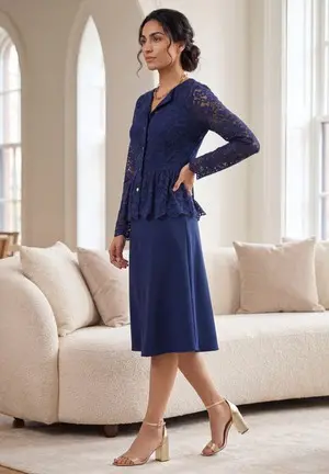 JESSICA LONDON Peplum Lace Jacket Dress