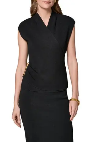 Donna Karan New York Faux Wrap Sweater Black