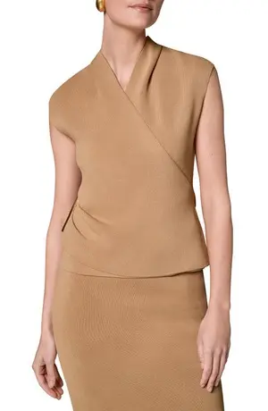 Donna Karan New York Faux Wrap Sweater - Fawn