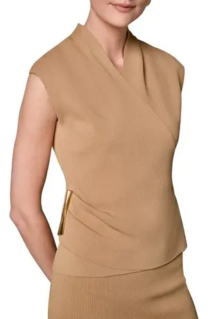 Donna Karan New York Faux Wrap Sweater - Fawn