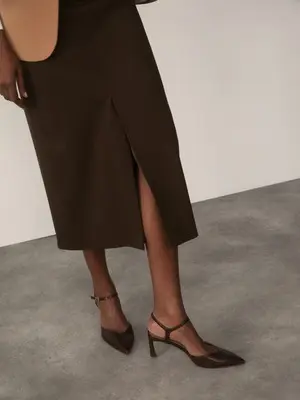 The Fold Oliena High Waisted Pencil Midi Skirt