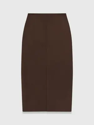The Fold Oliena High Waisted Pencil Midi Skirt - Brown