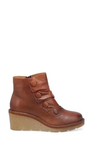 Miz Mooz Alice Leather Wedge Bootie - Brandy