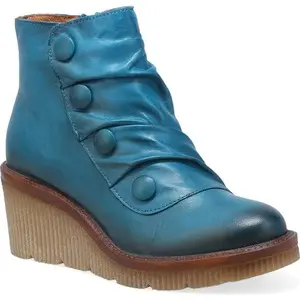 Miz Mooz Alice Leather Wedge Bootie Marine
