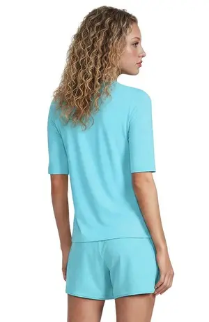LANDS' END Sunshade Upf 50 Elbow Sleeve Rash Guard Swim Tee