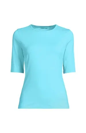 LANDS' END Sunshade Upf 50 Elbow Sleeve Rash Guard Swim Tee