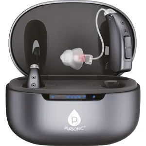 PURSONIC Otc Hearing Aids For Adults With 4 Hearing Modes & 6 Adjustable Volume Levels - Metallic Silver