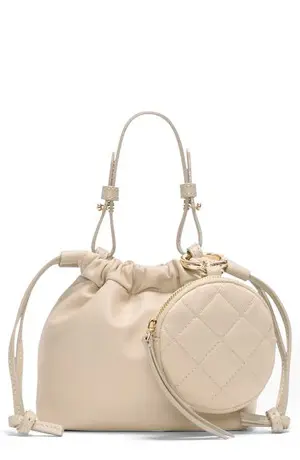Mz Wallace Waverly Bebe Leather Trim Drawstring Bag