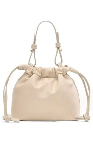 Mz Wallace Waverly Bebe Leather Trim Drawstring Bag