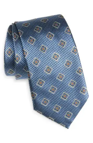 Nordstrom Geometric Silk Tie Lt Blue