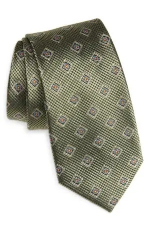 Nordstrom Geometric Silk Tie - Olive