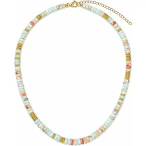 ERIN MCDERMOTT JEWELRY Fields Of Gold Gemstone Beaded Necklace - Blue-green