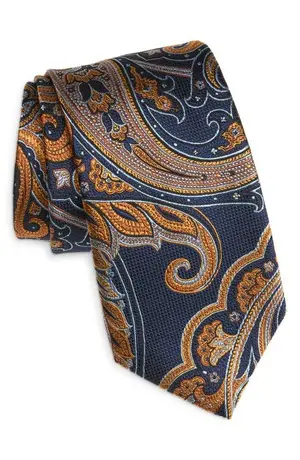 Nordstrom Silk Paisley Tie - Navy