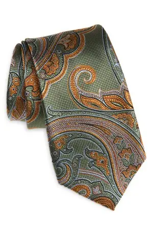 Nordstrom Silk Paisley Tie Olive