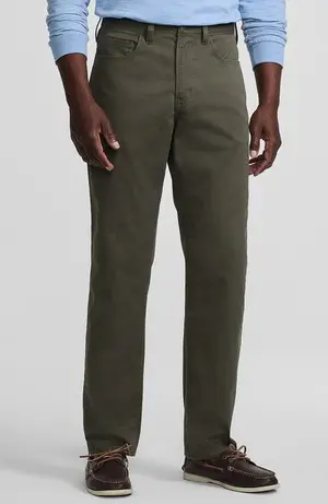 LANDS' END Travel Kit Comfort Waist Classic Straight Fit 5 Pocket Pant - Forest Moss
