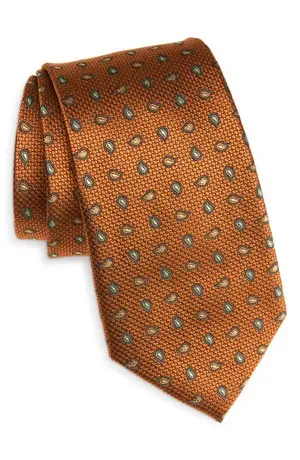 Nordstrom Paisley Silk Tie - Orange