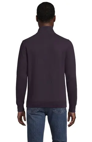 LANDS' END Bedford Rib Quarter Zip Pullover Sweater - Black Currant