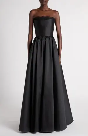 Alexander McQueen Strapless Lace Detail Ballgown - Black