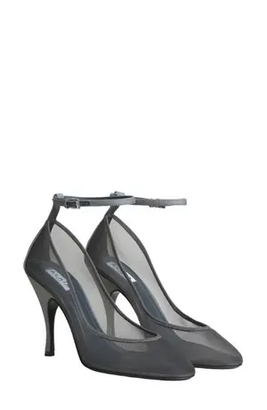 Alaïa Mesh Ankle Strap Pump - 840 Anthracite