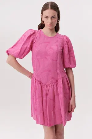 EXQUISE Crew Neck Open Back Mini Dress