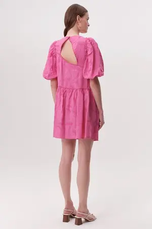 EXQUISE Crew Neck Open Back Mini Dress
