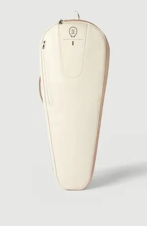 Brunello Cucinelli Grained Leather Tennis Racket Cover - Chalk