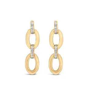 HAUS OF BRILLIANCE Gold Vermeil Diamond Accent Bold Oval Link Earring - Silver
