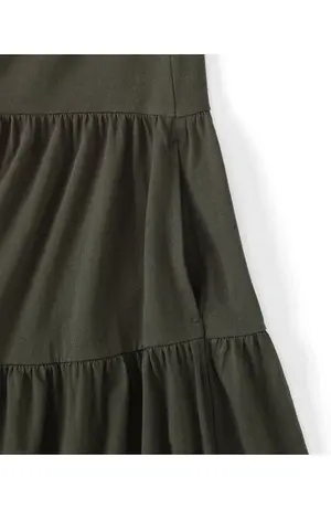 LANDS' END Cotton Jersey Tiered Mini Dress - Forest Moss
