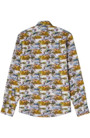 Robert Talbott Reynolds Printed Fishing Scene Shirt - Green Multi