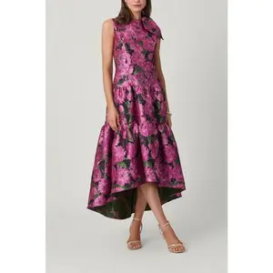 Shoshanna Essex Floral Jacquard Kelsey Dress - Magenta/green
