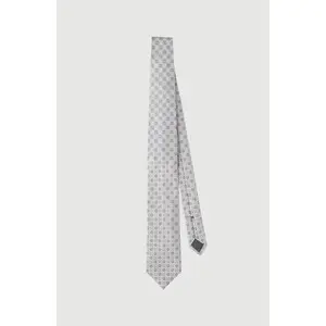 Brunello Cucinelli Geometric Patterned Silk Tie - Light Grey