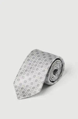 Brunello Cucinelli Geometric Patterned Silk Tie - Light Grey