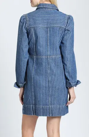 APNY The True Indigo Striped Denim Shift Dress