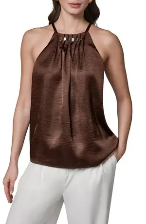 Donna Karan New York Pleated Embellished Satin Camisole - Canyon