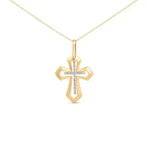 HAUS OF BRILLIANCE Gold Vermeil Diamond Accent Roman Cross Pendant Necklace - Silver