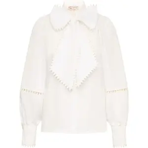 MAISON COMMON Cotton Poplin Blouse With Macrame Details - White