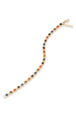 EDDIEBORGO Inlaid Pyramid Tennis Bracelet - Gold/multi