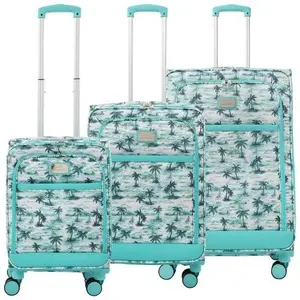 Tommy Bahama Palm Print 3-piece Expandable Softside Spinner Luggage Set