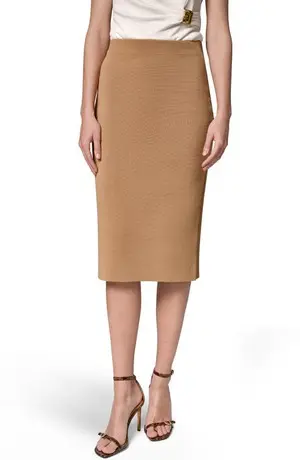 Donna Karan New York Sweater Midi Pencil Skirt - Fawn