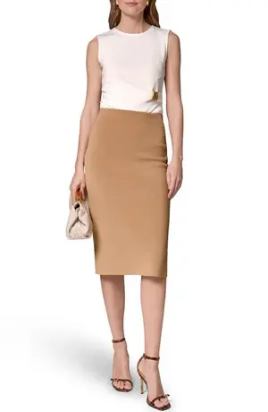 Donna Karan New York Sweater Midi Pencil Skirt - Fawn
