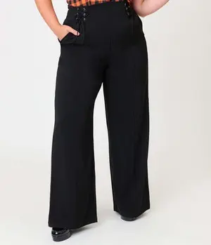 Unique Vintage Lace Up High Waist Trousers