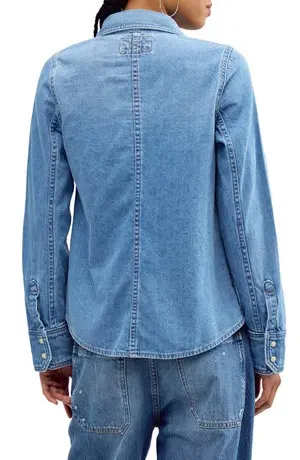 Free People Benny Slim Denim Shirt