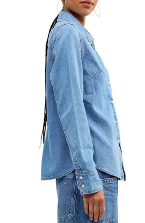 Free People Benny Slim Denim Shirt