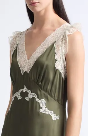 TANNER FLETCHER Irene Lace Trim Midi Dress