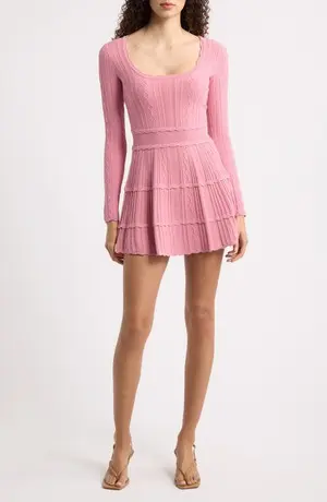 LoveShackFancy Lunelle Cable Knit Minidress - Peony