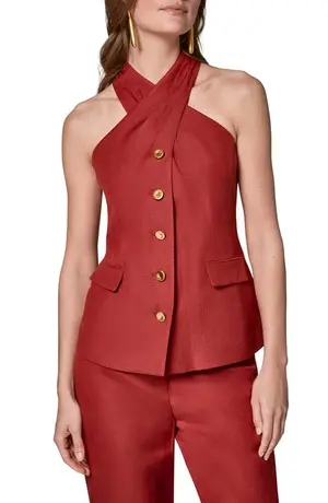 Donna Karan New York Halter Linen Blend Vest - Sunbaked