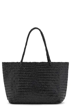 Mango Braided Woven Shopper Bag - Black