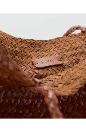 Mango Braided Woven Shopper Bag - Leather