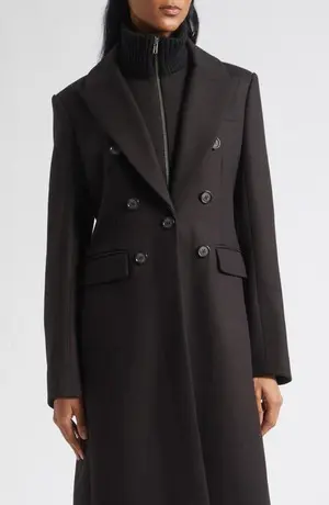 Veronica Beard Stryder Double Breasted Dickey Coat Black
